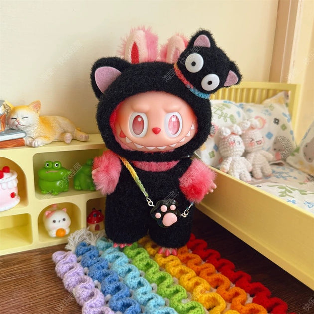 [pre order] Handmade Labubu Outfit- Black cat – Little Mysteries